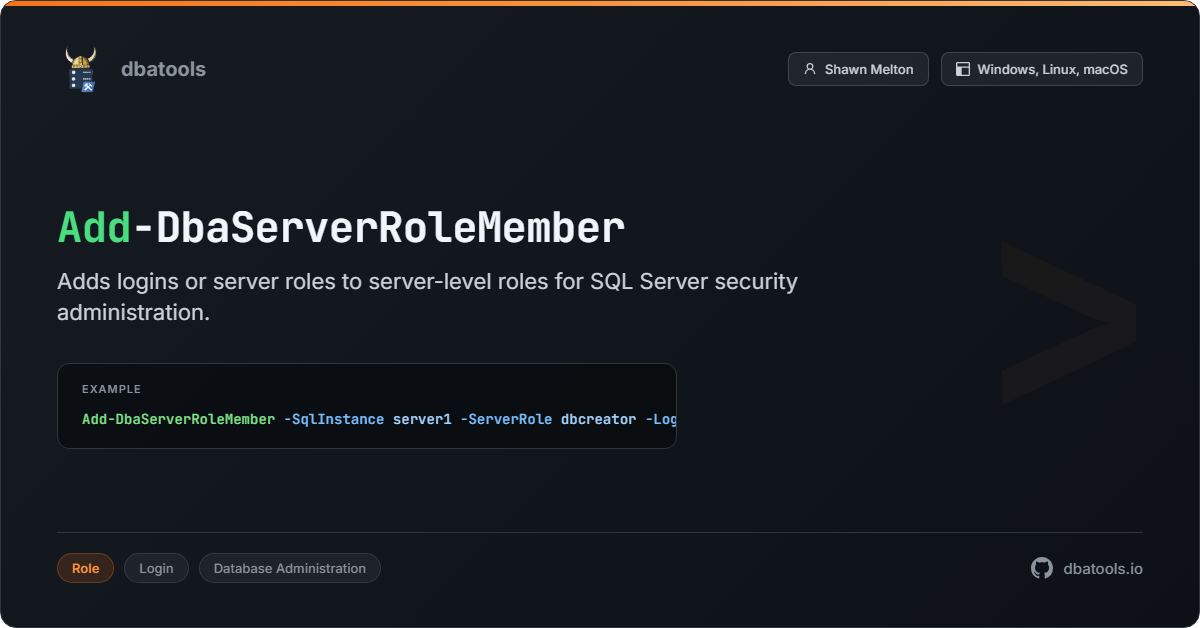 Add-DbaServerRoleMember | dbatools | SQL Server automation with PowerShell