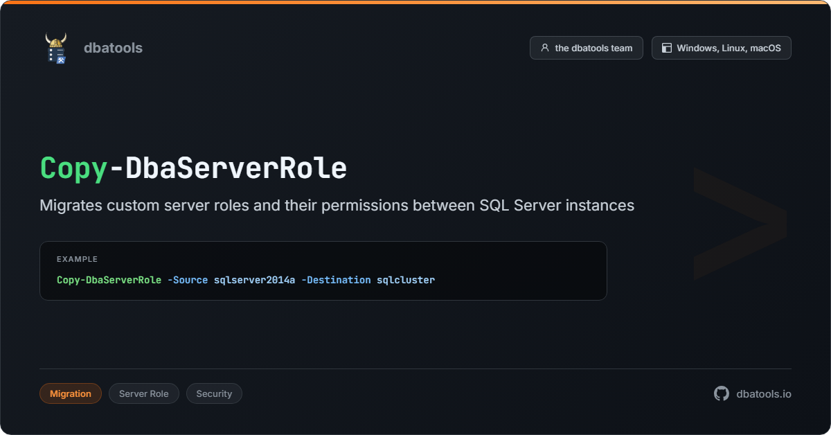 Copy-DbaServerRole | dbatools | SQL Server automation with PowerShell