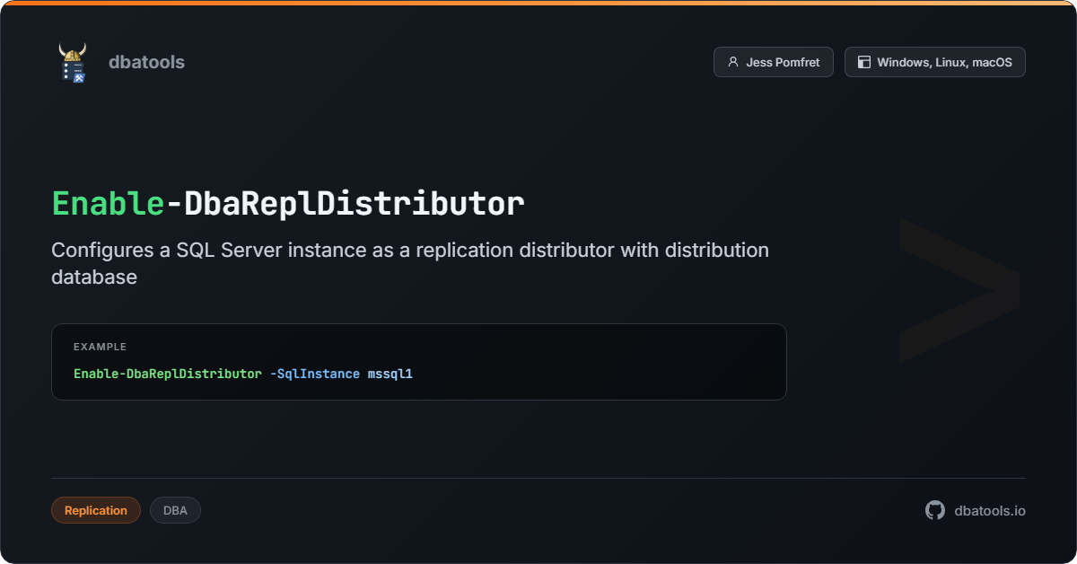 Enable-DbaReplDistributor | dbatools | SQL Server automation with ...
