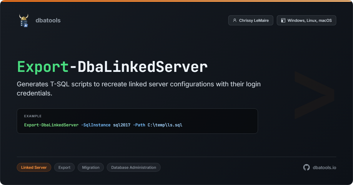 Export-DbaLinkedServer | dbatools | SQL Server automation with PowerShell