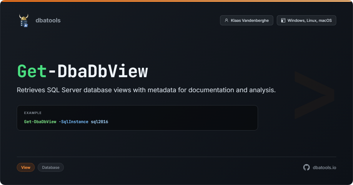 Get-DbaDbView | dbatools | SQL Server automation with PowerShell