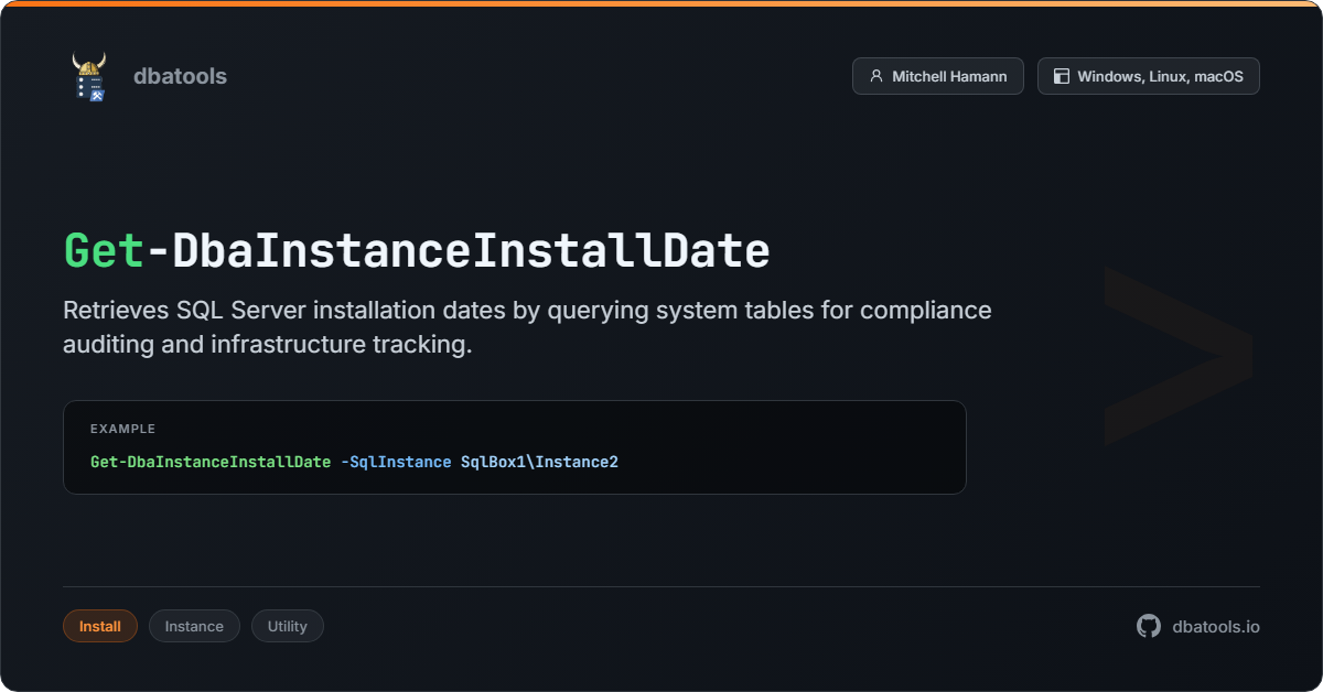 Get-DbaInstanceInstallDate | dbatools | SQL Server automation with ...
