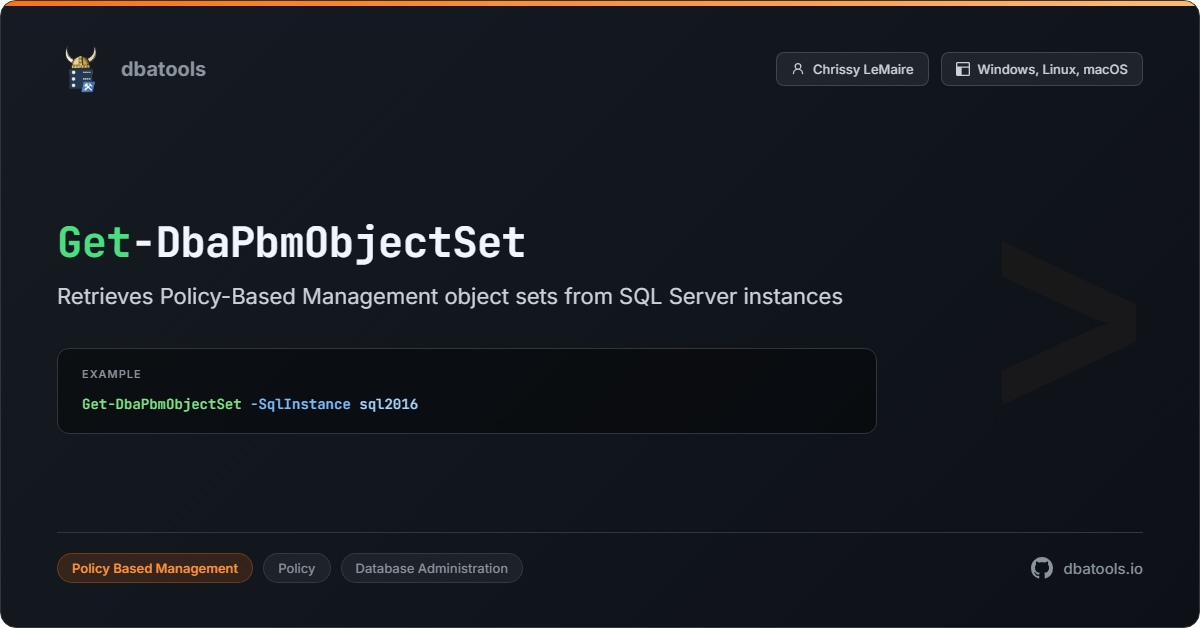 Get-DbaPbmObjectSet | dbatools | SQL Server automation with PowerShell
