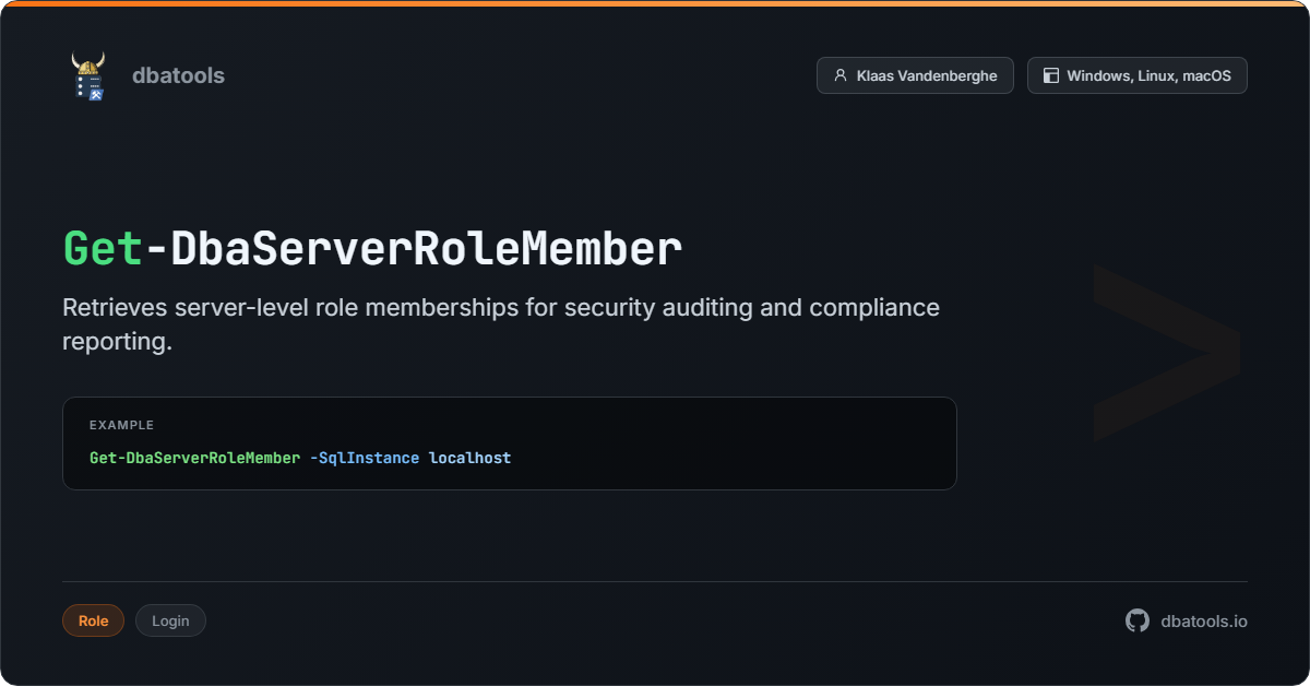 Get-DbaServerRoleMember | dbatools | SQL Server automation with PowerShell