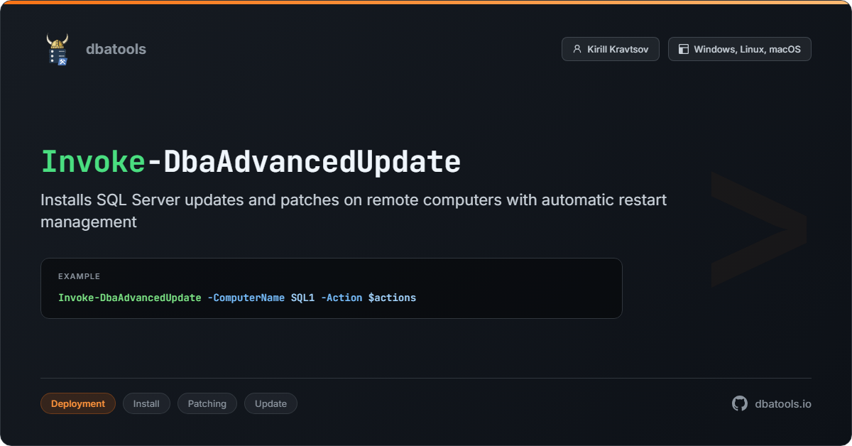 Invoke-DbaAdvancedUpdate | dbatools | SQL Server automation with PowerShell