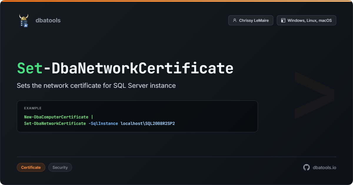 Set-DbaNetworkCertificate | dbatools | SQL Server automation with ...